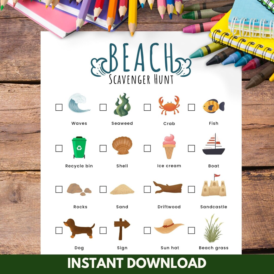 Beach Scavenger Hunt for Kids and Families INSTANT DOWNLOAD - Etsy