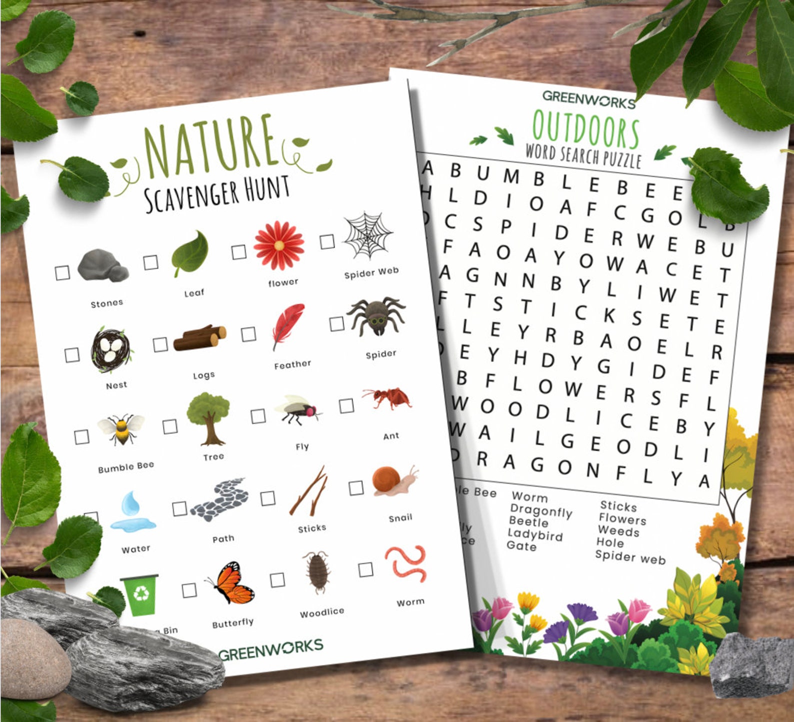 Activity Sheet Bundle - Nature Scavenger Hunt & Outdoor Word Search ...