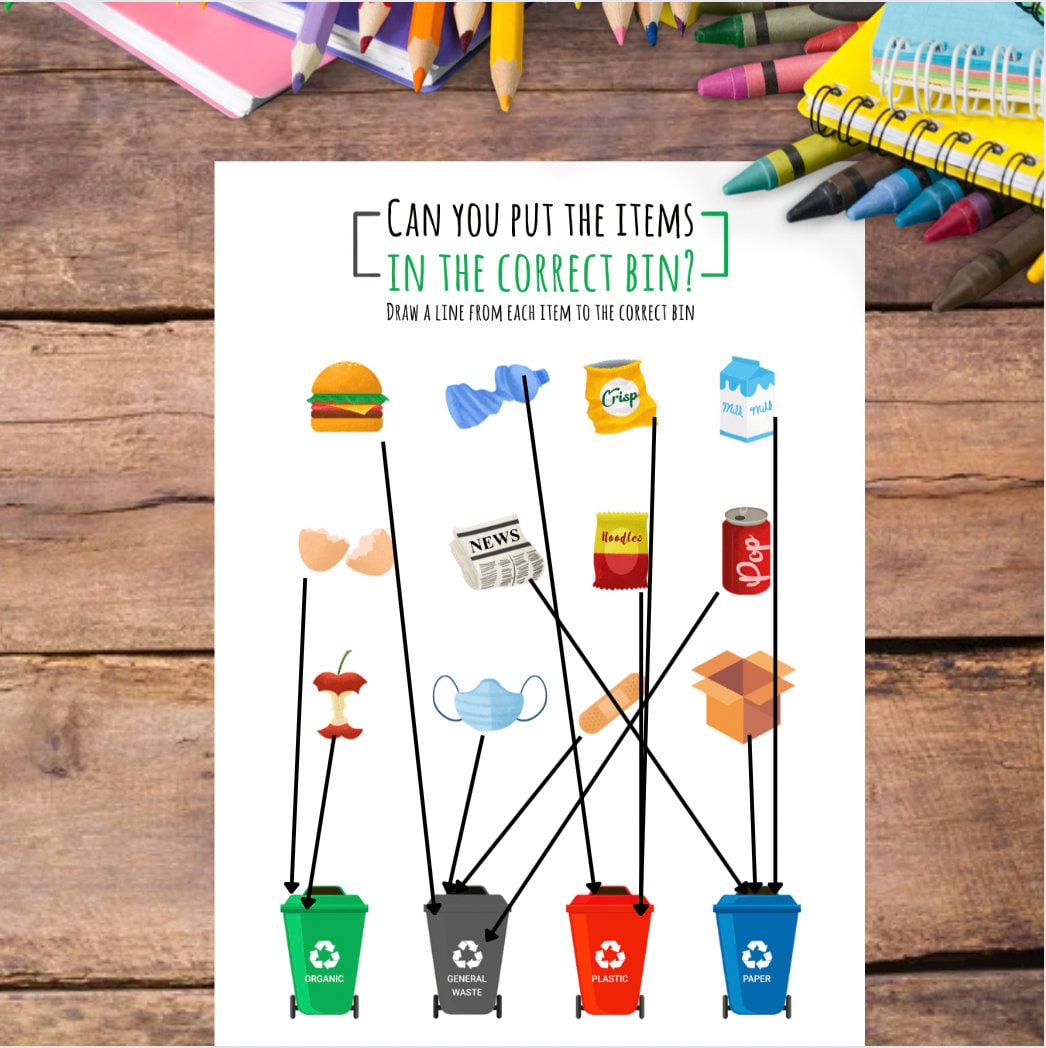 Recycling Matching Game for Kids - Etsy