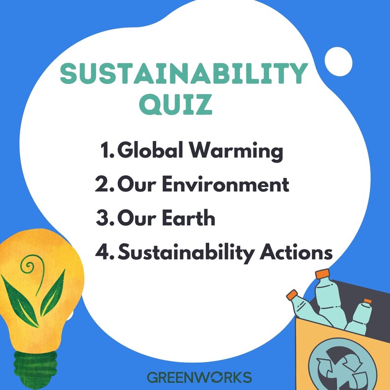 Sustainability Quiz for Children and Families PDF or MP4 Video INSTANT ...