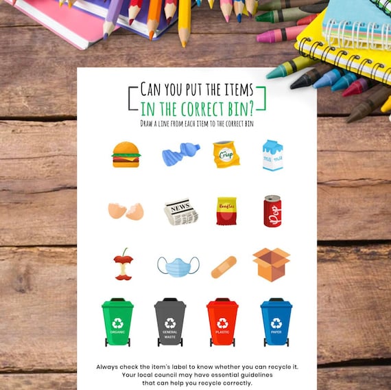 Recycling Matching Game for Kids - Etsy