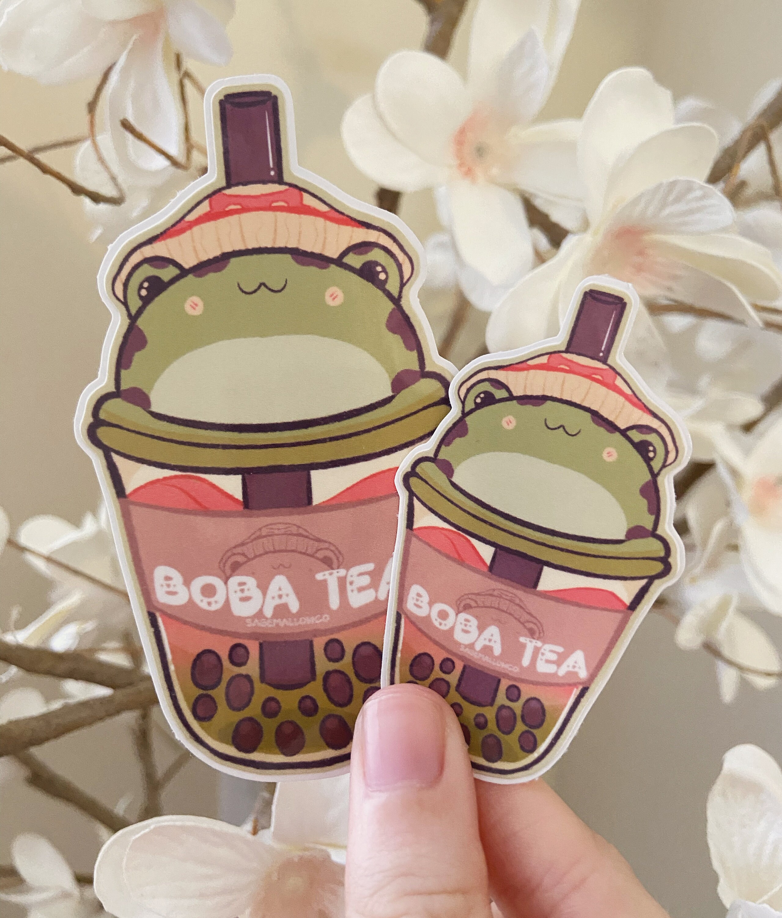 Frog Boba Tea Sticker Vinyl Stickers Cute Frog Sticker Boba Tea ...