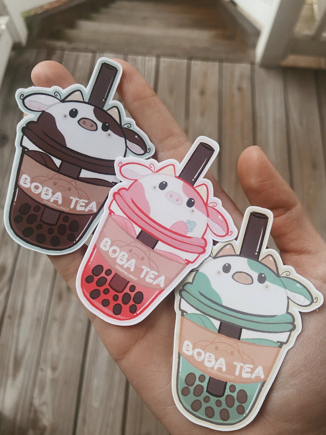 Cow Boba Tea Squish Inspired Sticker Vinyl Stickers Cute Cow Sticker ...