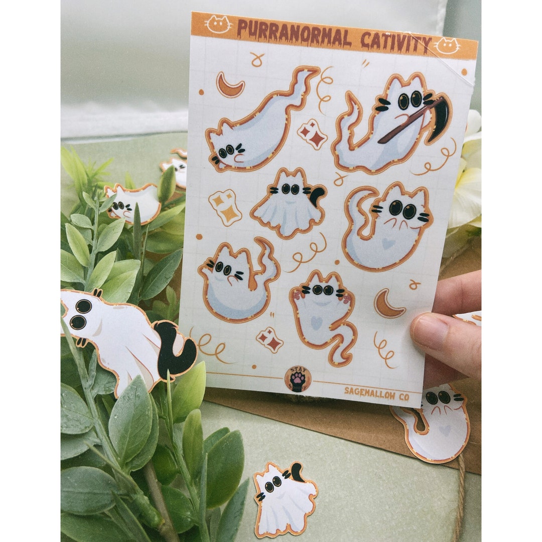 Purranormal Cativity Sticker Sheet, Spooky Stickers, Halloween Sticker ...