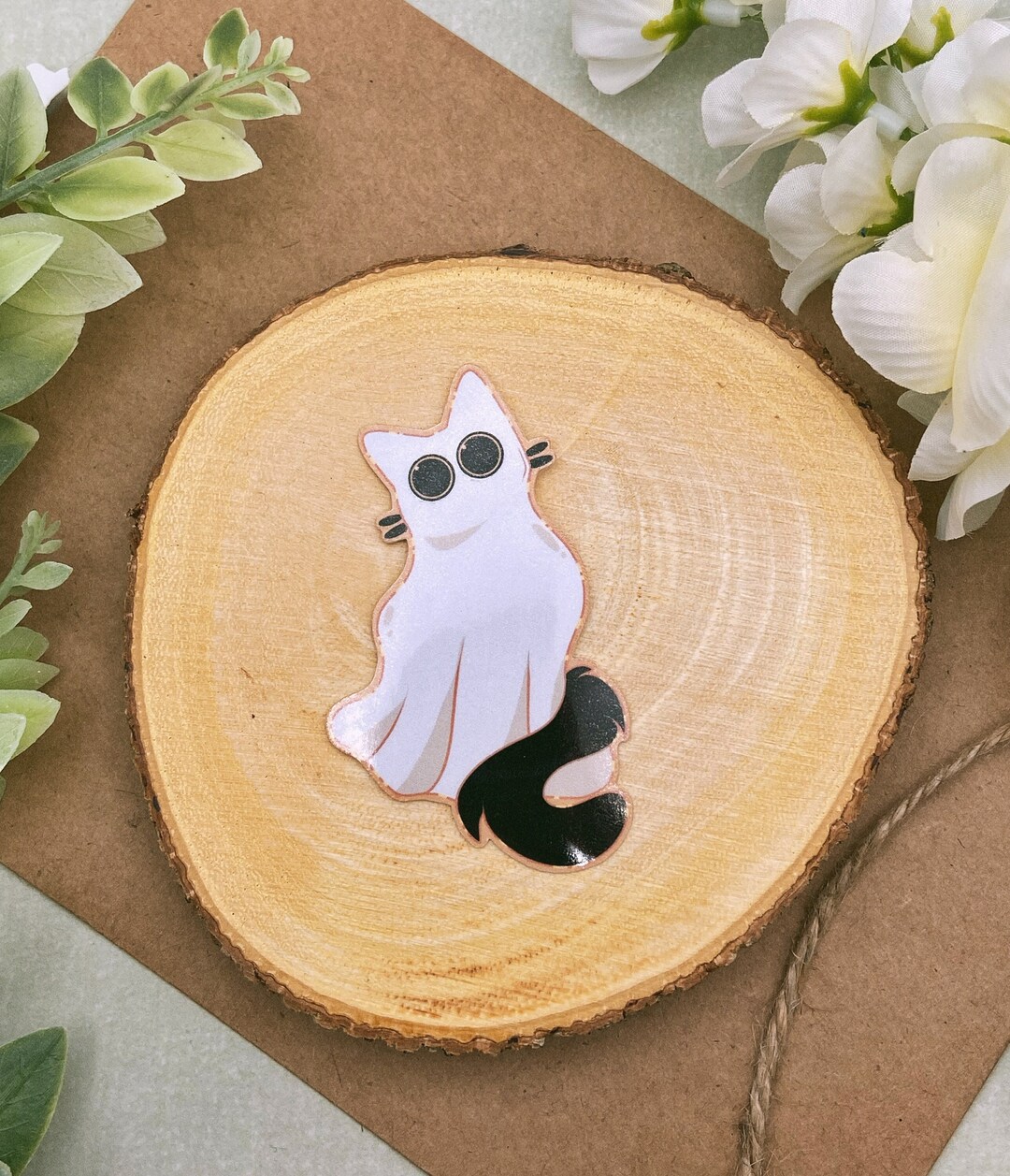 Ghost Cat Sticker, Halloween Cat Stickers, Spooky Stickers, Halloween ...
