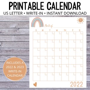 Printable Calendar, Fillable Calendar, 2023 and 2024 Calendar, Monthly ...