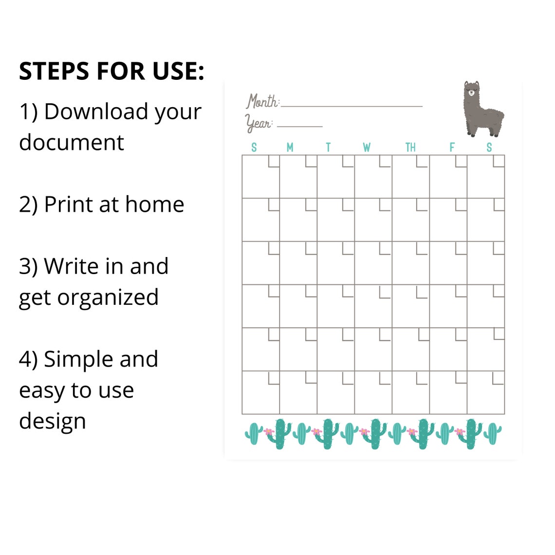 Printable Calendar, Fillable Calendar, 2023 and 2024 Calendar, Monthly ...
