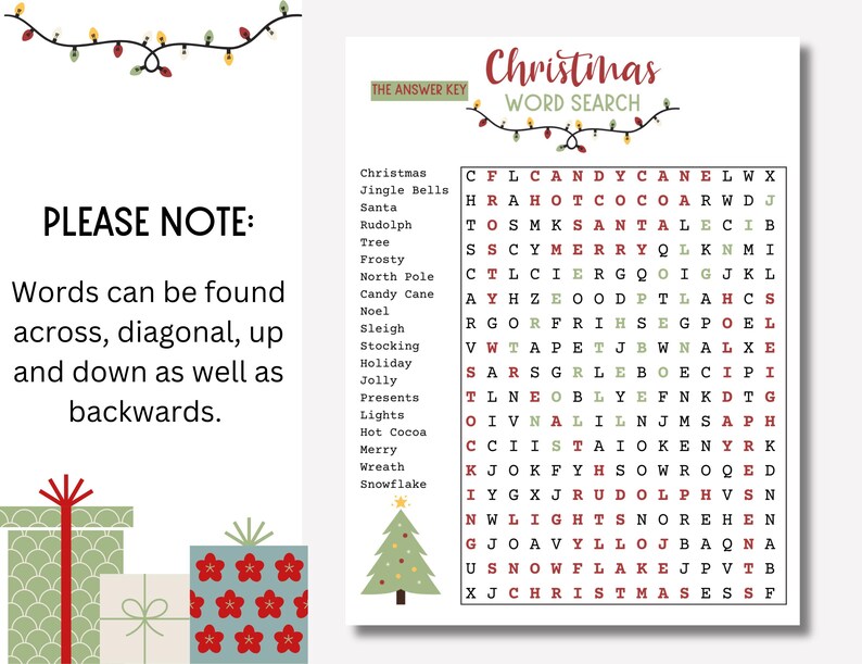 Christmas Word Search: Holiday Classroom Game (PDF Download) - Etsy