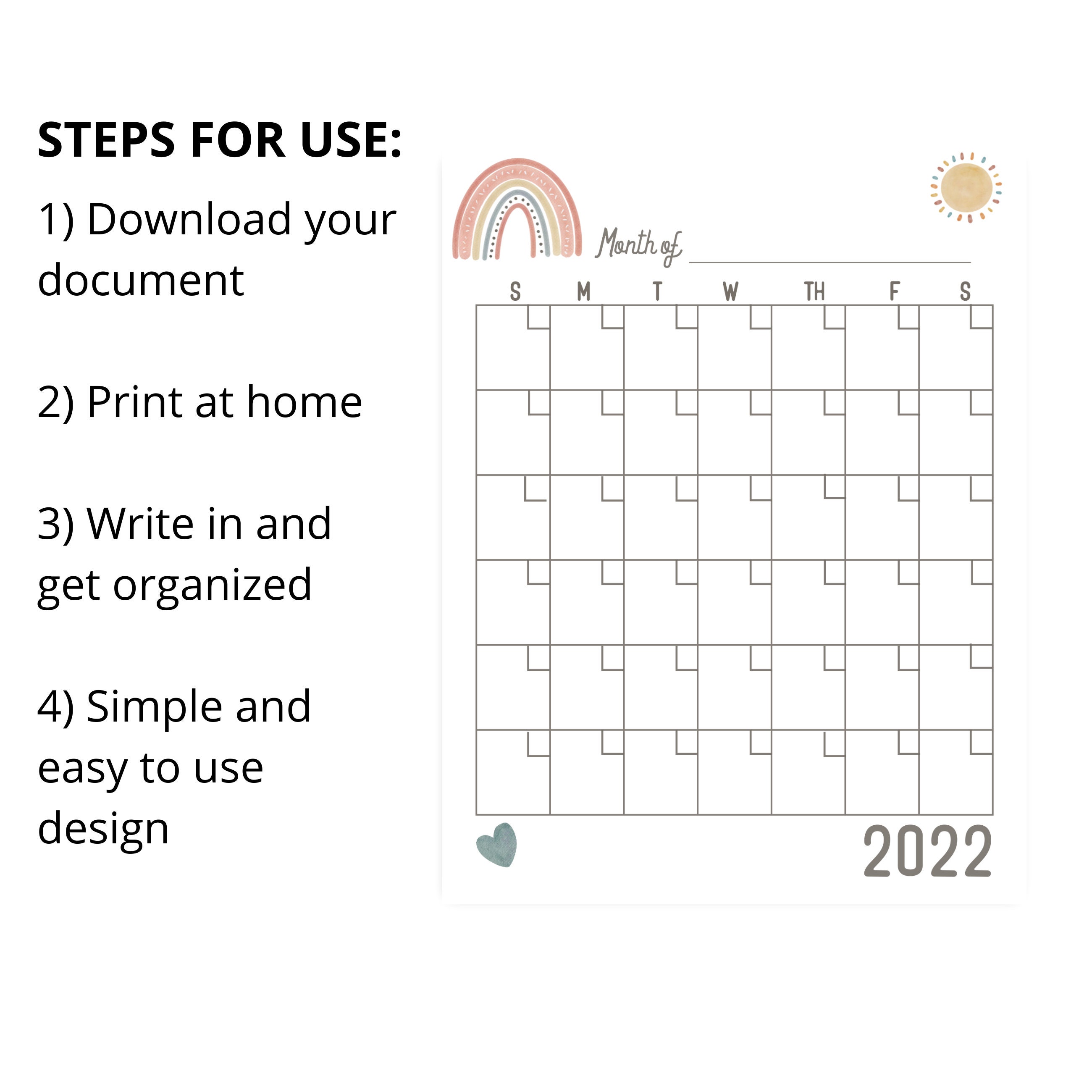 Printable Calendar, Fillable Calendar, 2023 and 2024 Calendar, Monthly ...