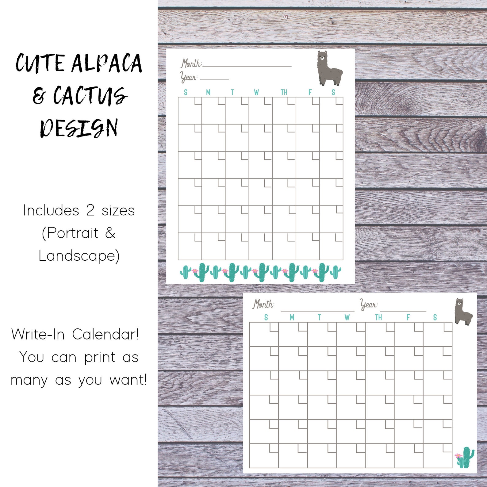 Printable Calendar, Fillable Calendar, 2023 and 2024 Calendar, Monthly ...