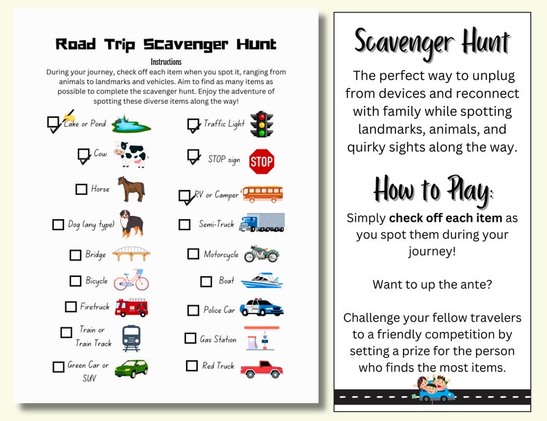 Road Trip Games Bundle: Scavenger Hunt & License Plate Game (PDF) - Etsy