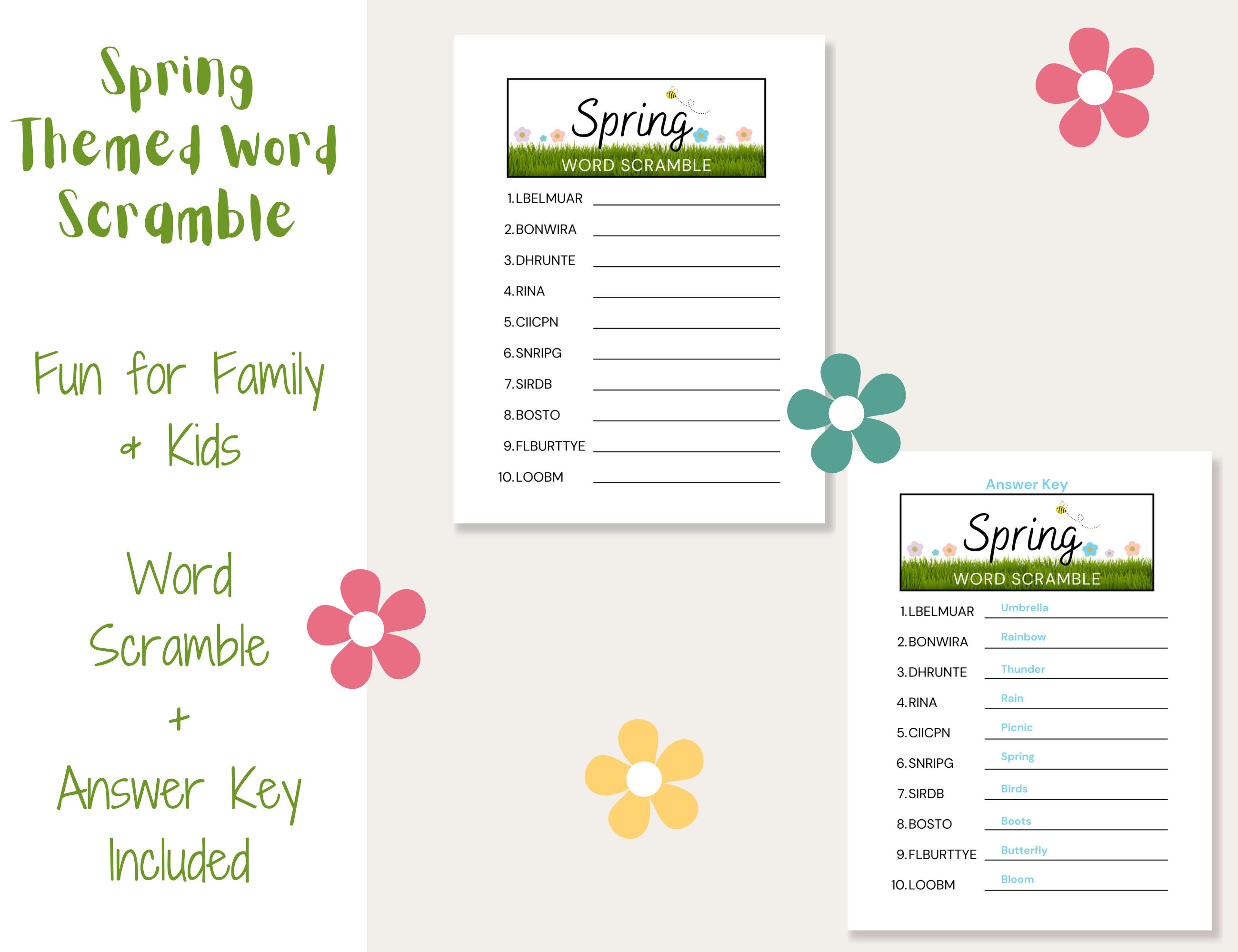 Spring Word Scramble | Spring BINGO | Spring Game Bundle | Spring ...