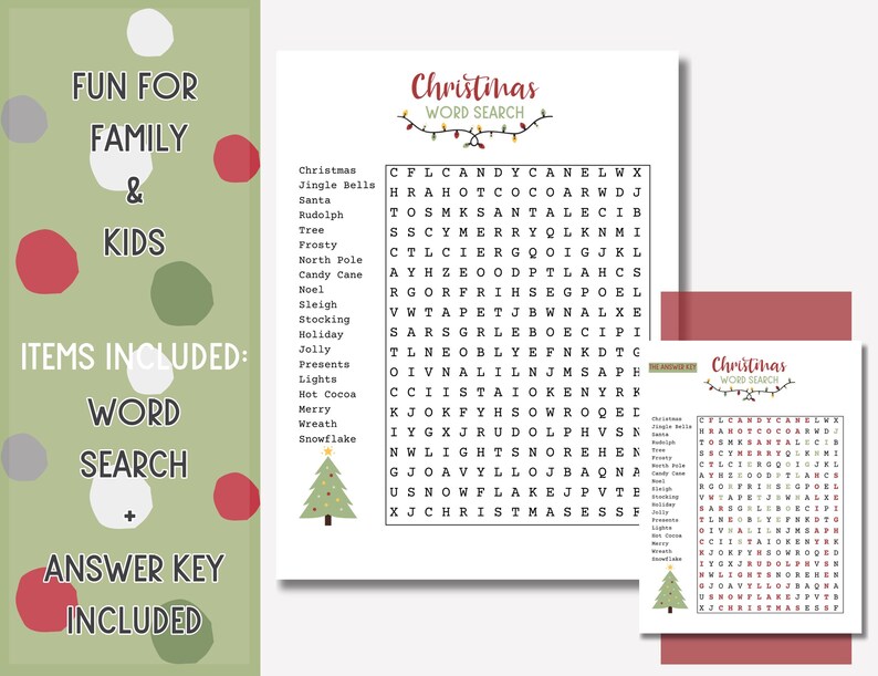 Christmas Word Search: Holiday Classroom Game (PDF Download) - Etsy