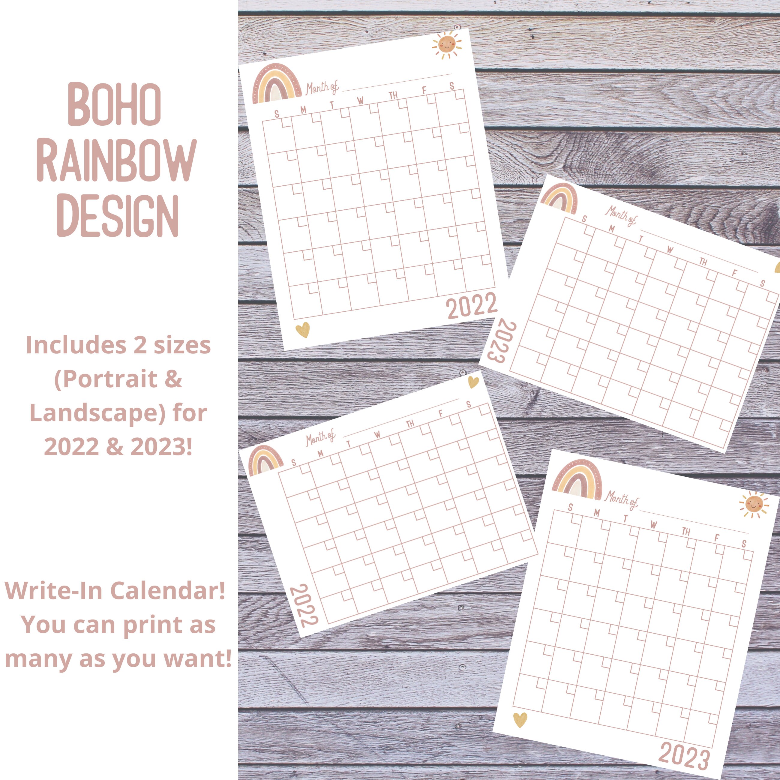 Printable Calendar, Fillable Calendar, 2023 and 2024 Calendar, Monthly ...