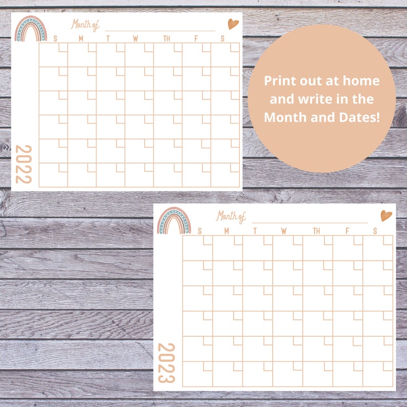 Printable Calendar, Fillable Calendar, 2023 and 2024 Calendar, Monthly ...