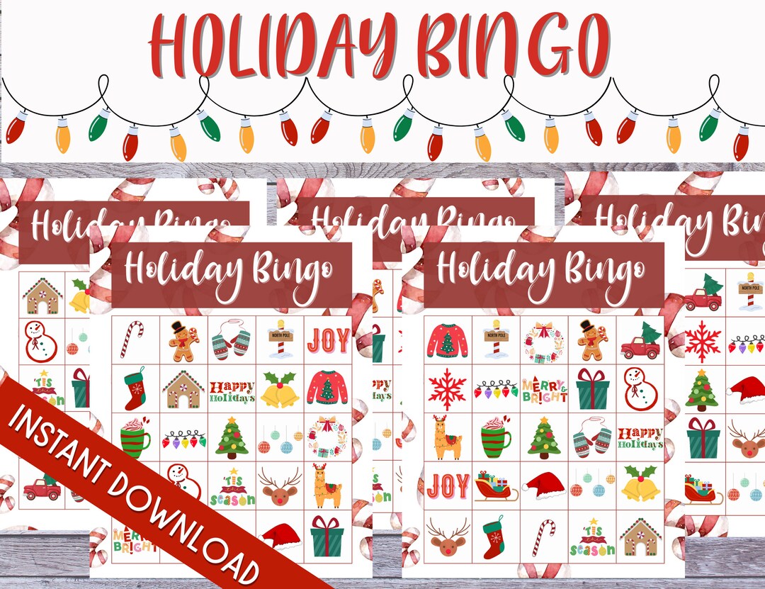 Holiday Bingo Christmas Bingo Christmas Game Printable Bingo Party Game ...