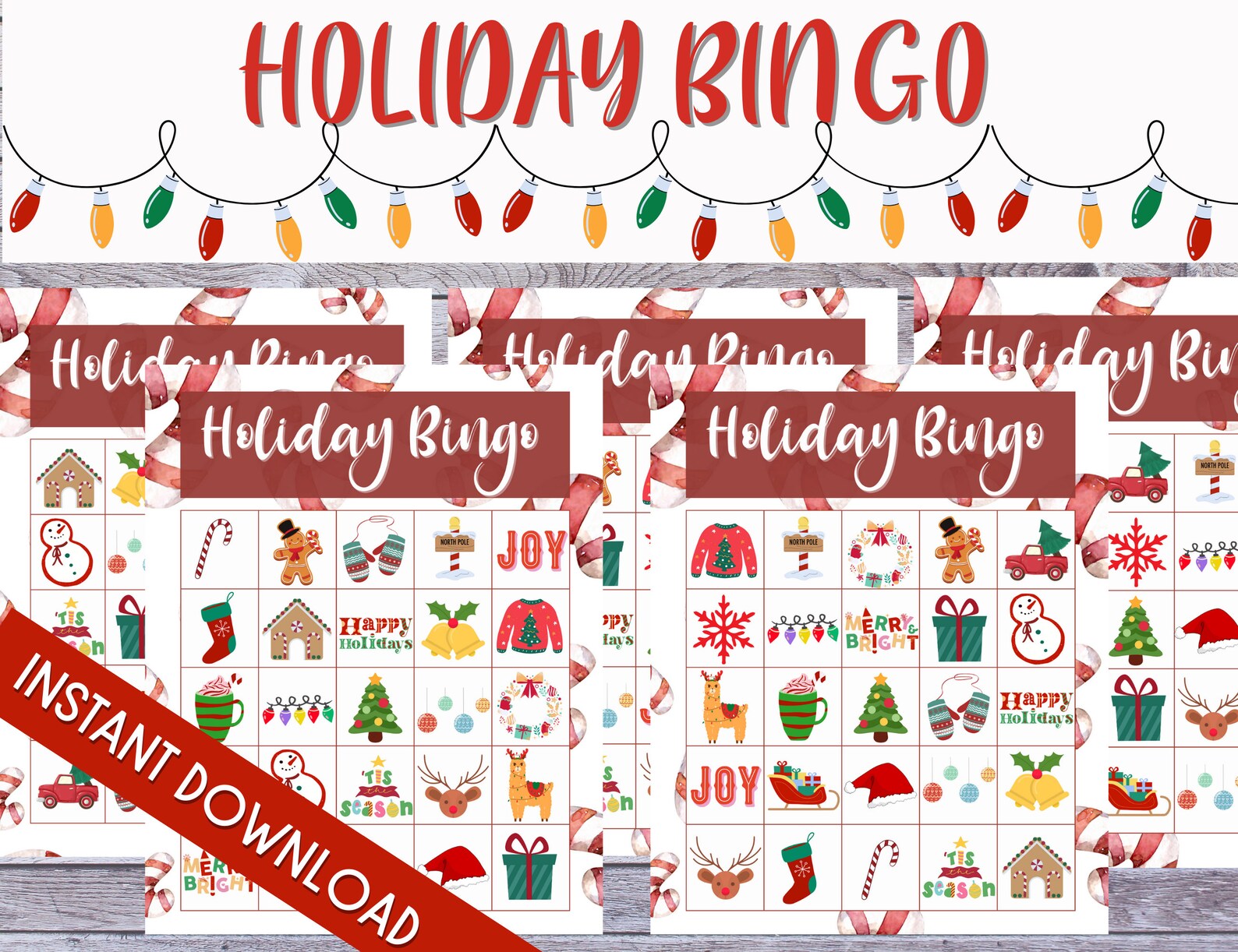 Holiday Bingo Christmas Bingo Christmas Game Printable Bingo Party Game ...