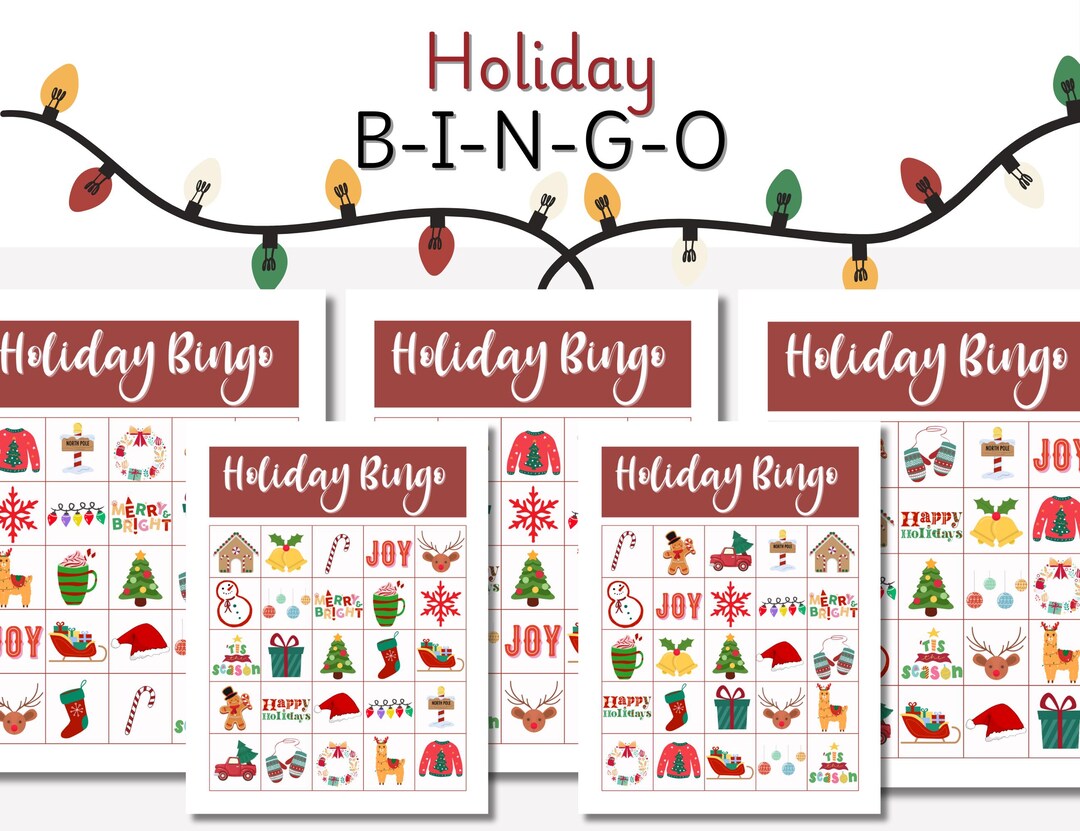 Holiday Bingo | Printable Christmas Bingo | Holiday Party Game ...