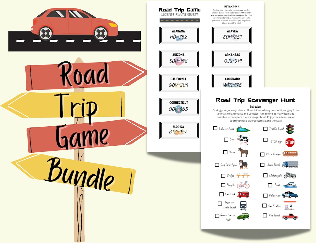 Road Trip Games Bundle: Scavenger Hunt & License Plate Game (PDF) - Etsy
