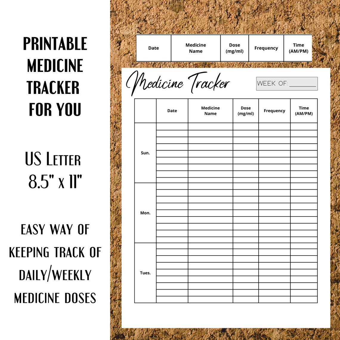 Medication Tracker / Printable / Digital Download - Etsy