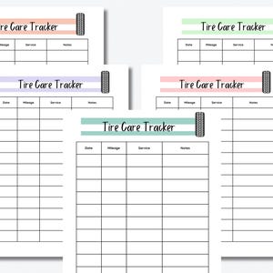 Car & Tire Maintenance Tracker: Printable Log (US Letter, A4, A5) (PDF ...