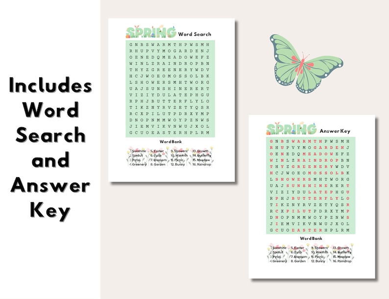 Spring Word Search| Printable Activity for Kids| PDF Word Search ...