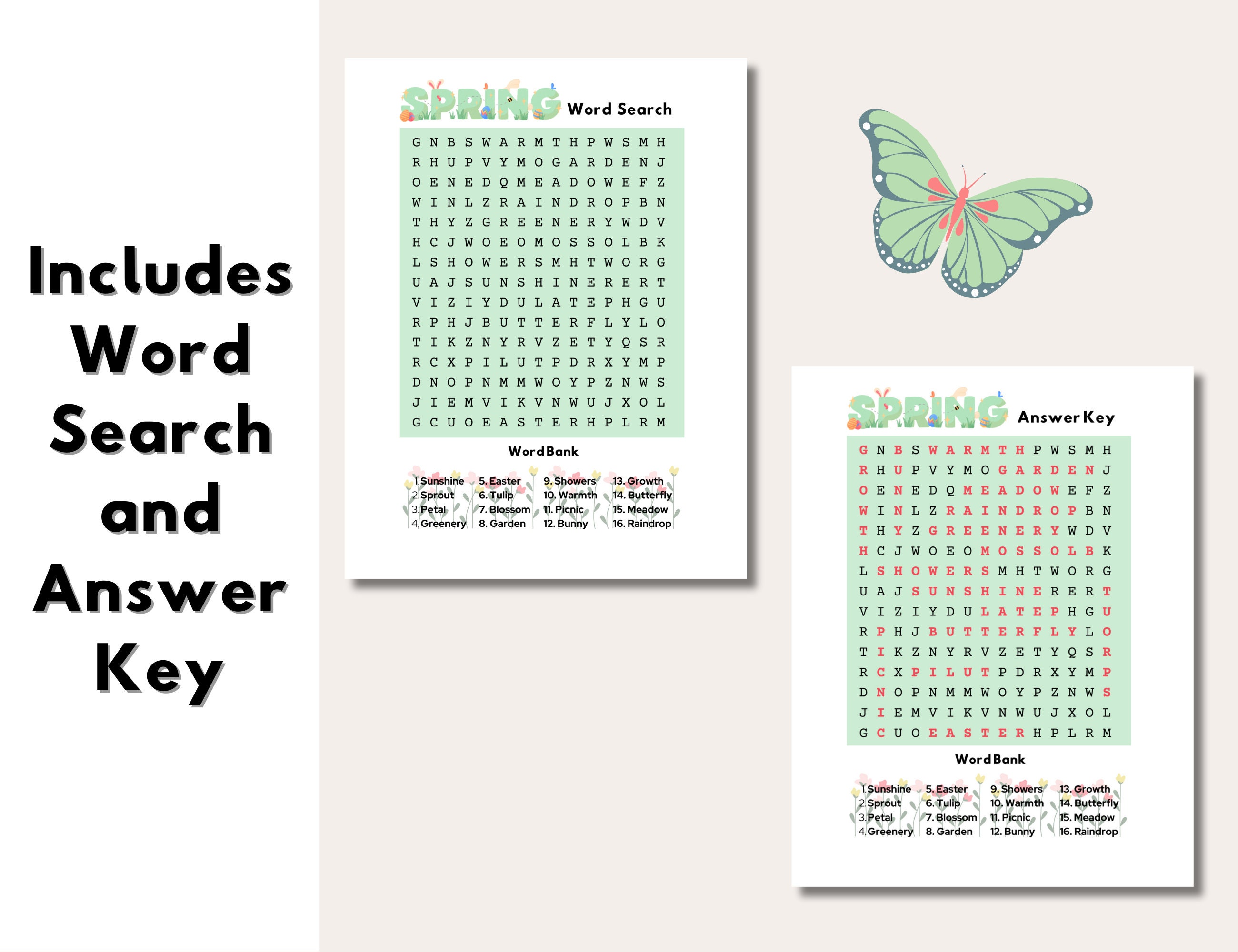 Spring Word Search| Printable Activity for Kids| PDF Word Search ...