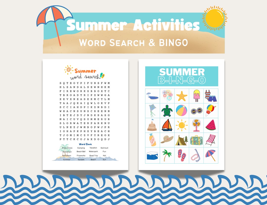 Summer Word Search | Summer BINGO | Summer Game Bundle | Summer ...