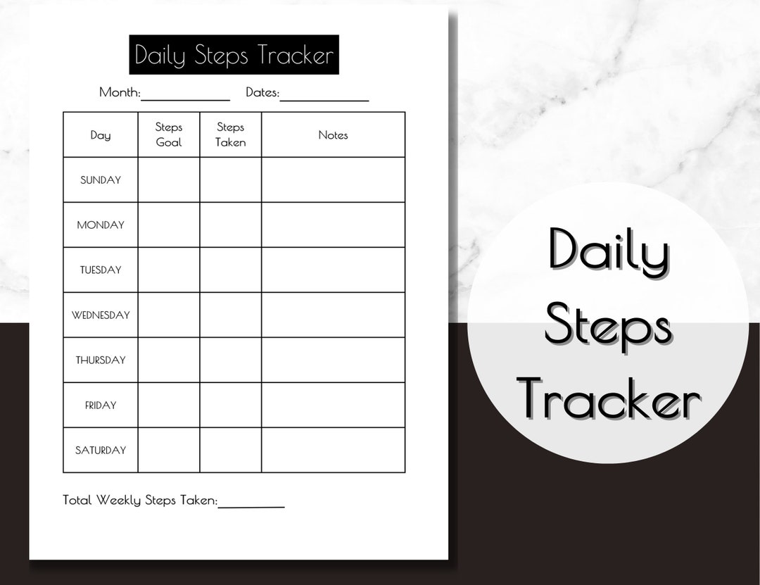 Daily Step Tracker | Exercise Log | Health Wellness Planner | Daily ...
