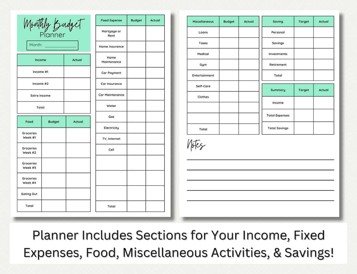 Monthly Budget Planner: Income, Expenses, Savings Tracker (US Letter ...