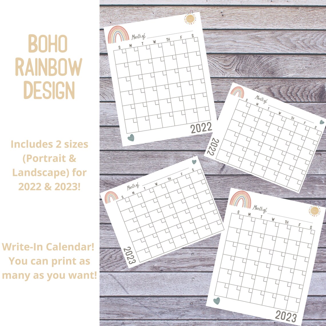 Printable Calendar, Fillable Calendar, 2023 and 2024 Calendar, Monthly ...