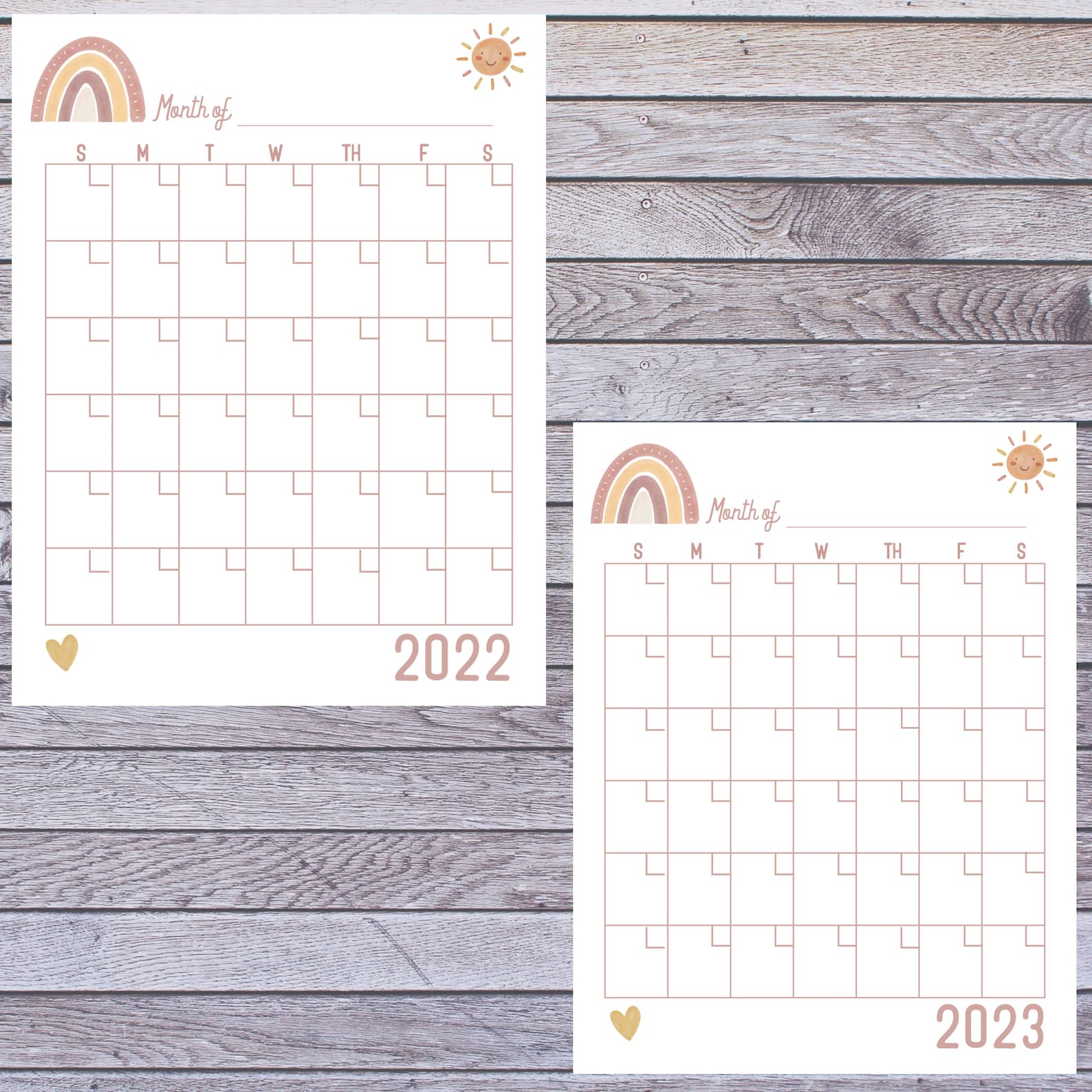Printable Calendar Fillable Calendar 2022 and 2023 Calendar - Etsy