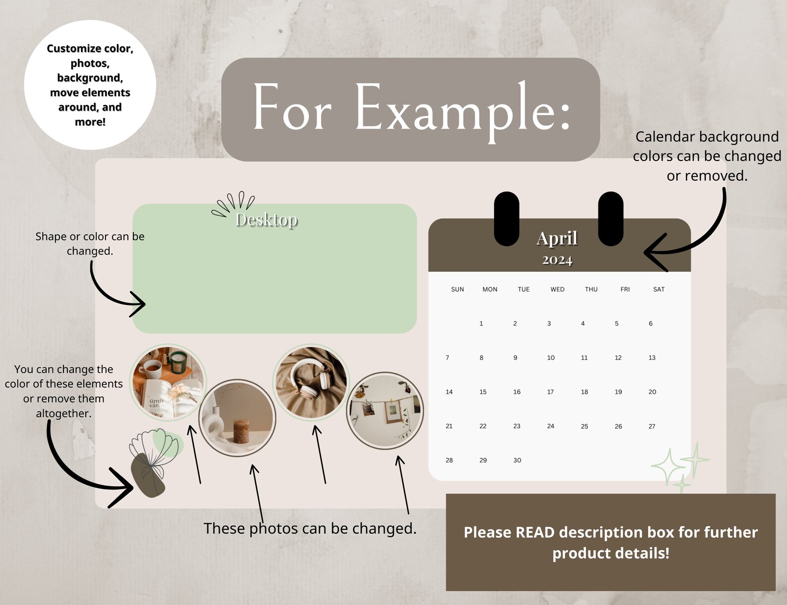 Editable Desktop Wallpaper Desktop Calendar January 2024-december 2024 ...