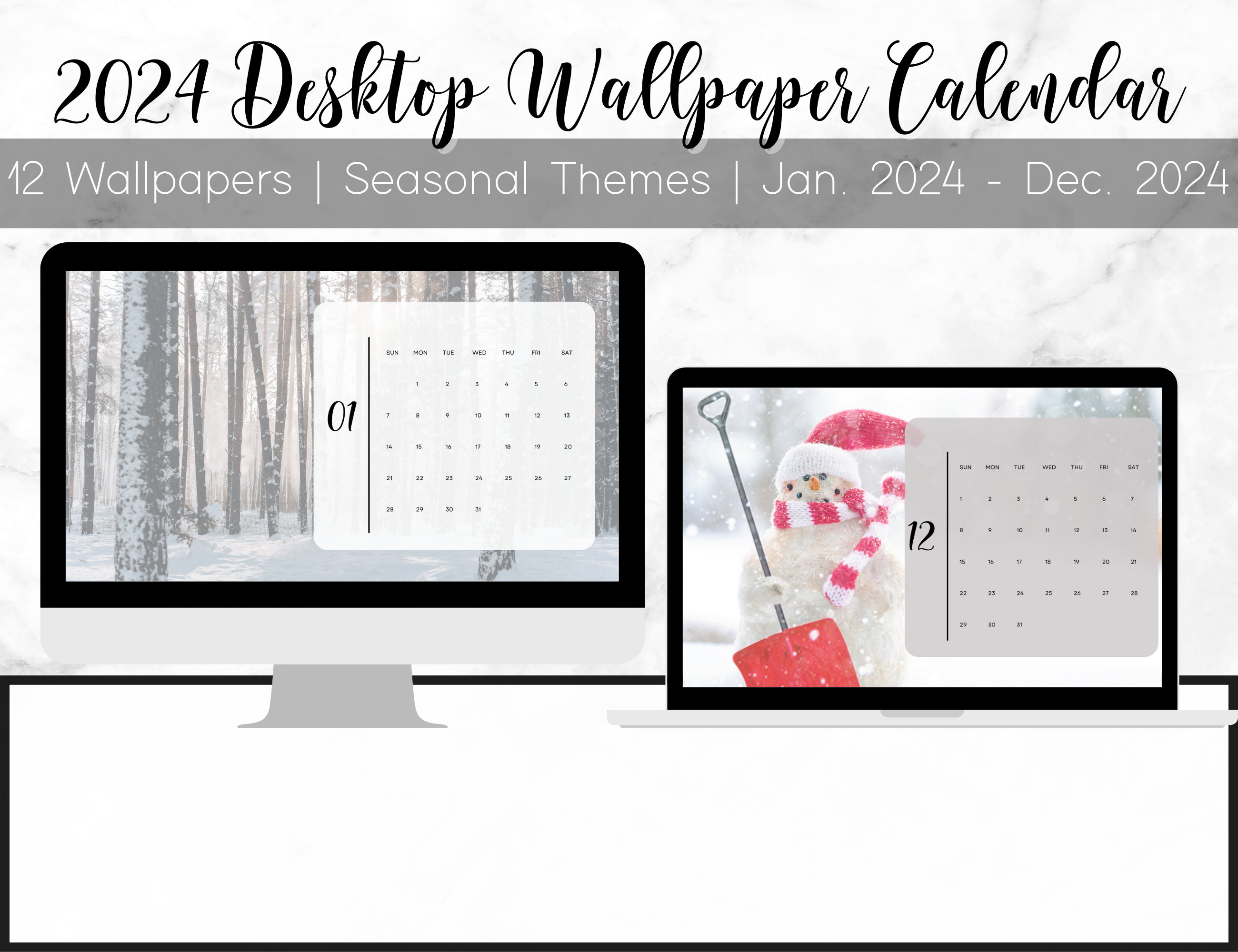 2024 Desktop Calendar 2024 Desktop Wallpaper Seasonal Desktop Wallpaper ...