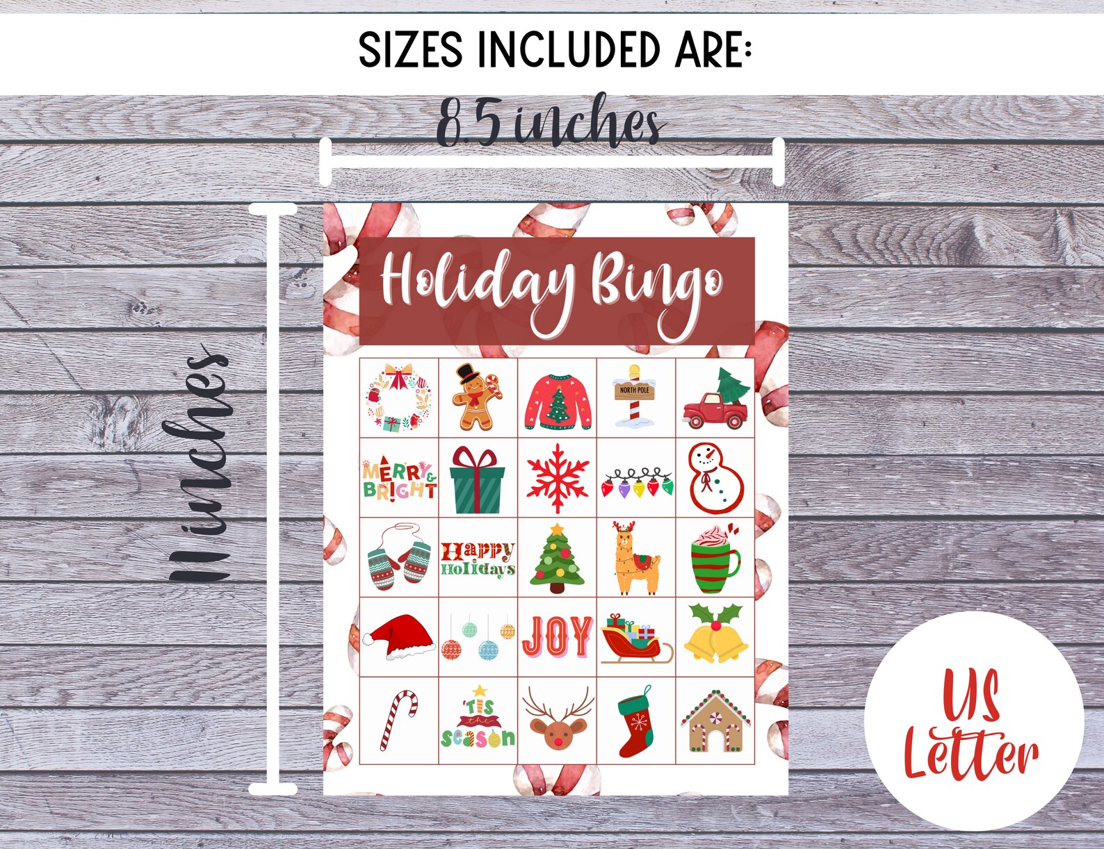Holiday Bingo Christmas Bingo Christmas Game Printable Bingo Party Game ...