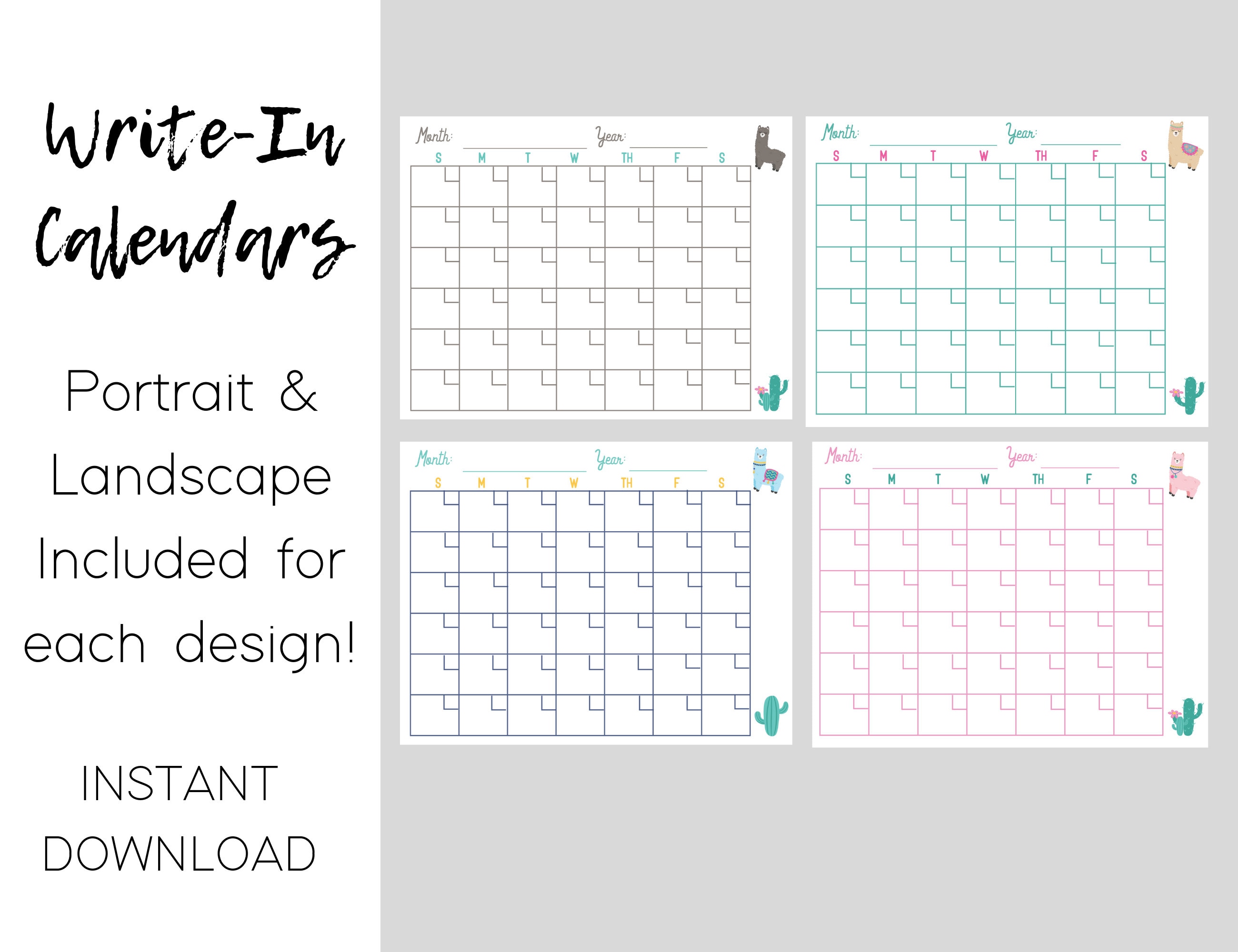 Printable Calendar, Calendar Bundle, Fillable Calendar, 2023 and 2024 ...