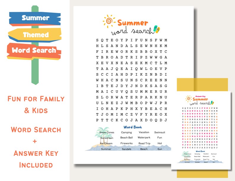 Summer Word Search | Summer BINGO | Summer Game Bundle | Summer ...