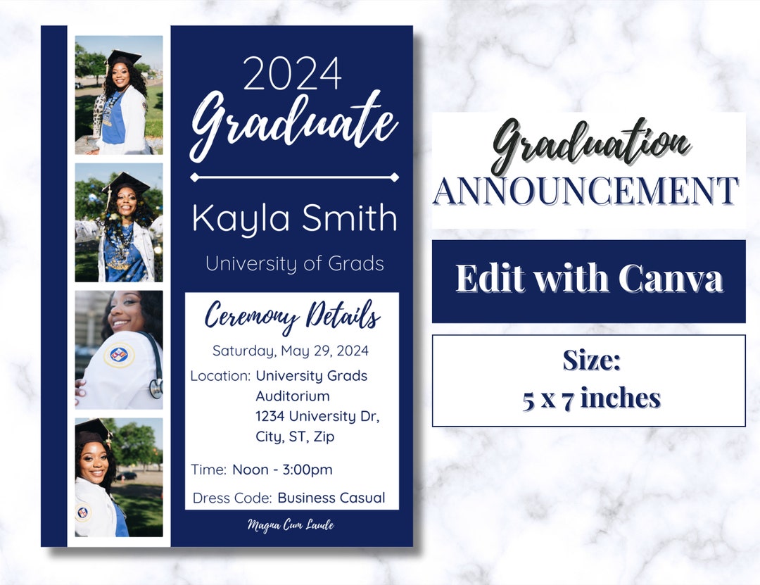 Editable Graduation Announcement Graduation Invite Template Class of ...