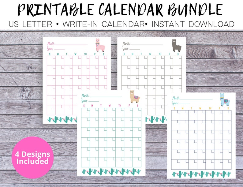 Printable Calendar, Calendar Bundle, Fillable Calendar, 2023 and 2024 ...