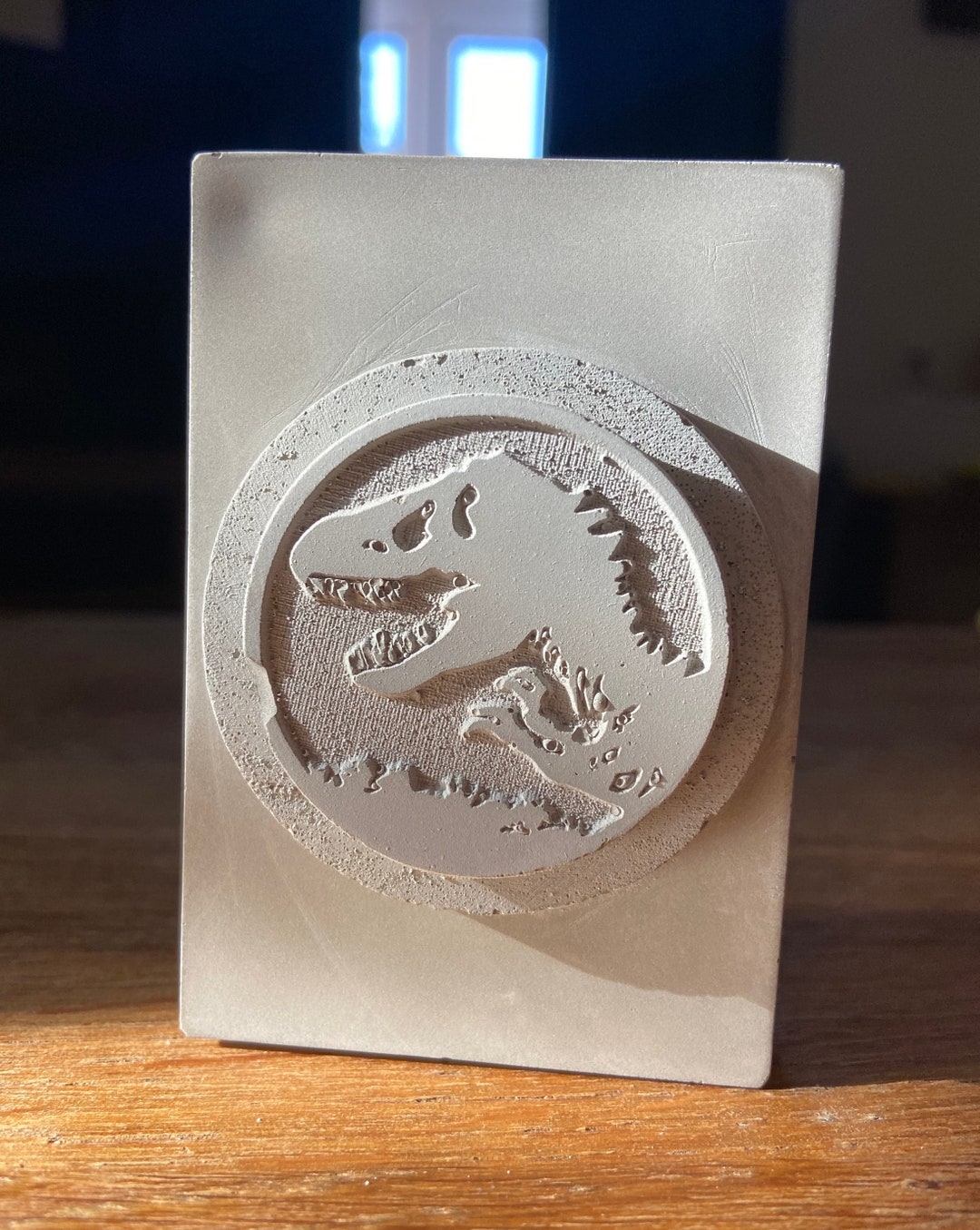 Jurassic Park T-rex Dinosaur Logo. Home / Gift / Paperweight. - Etsy