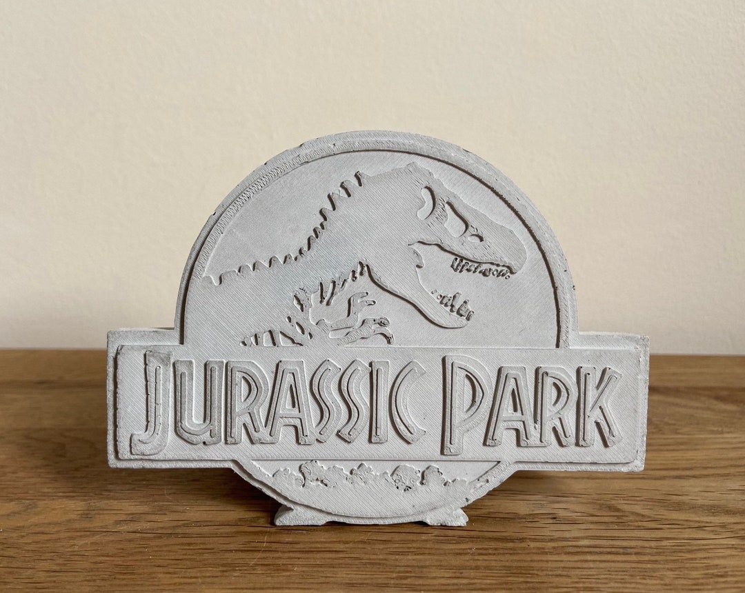 Jurassic Park T-rex Dinosaur Rustic Concrete Sign / Logo Decoration ...