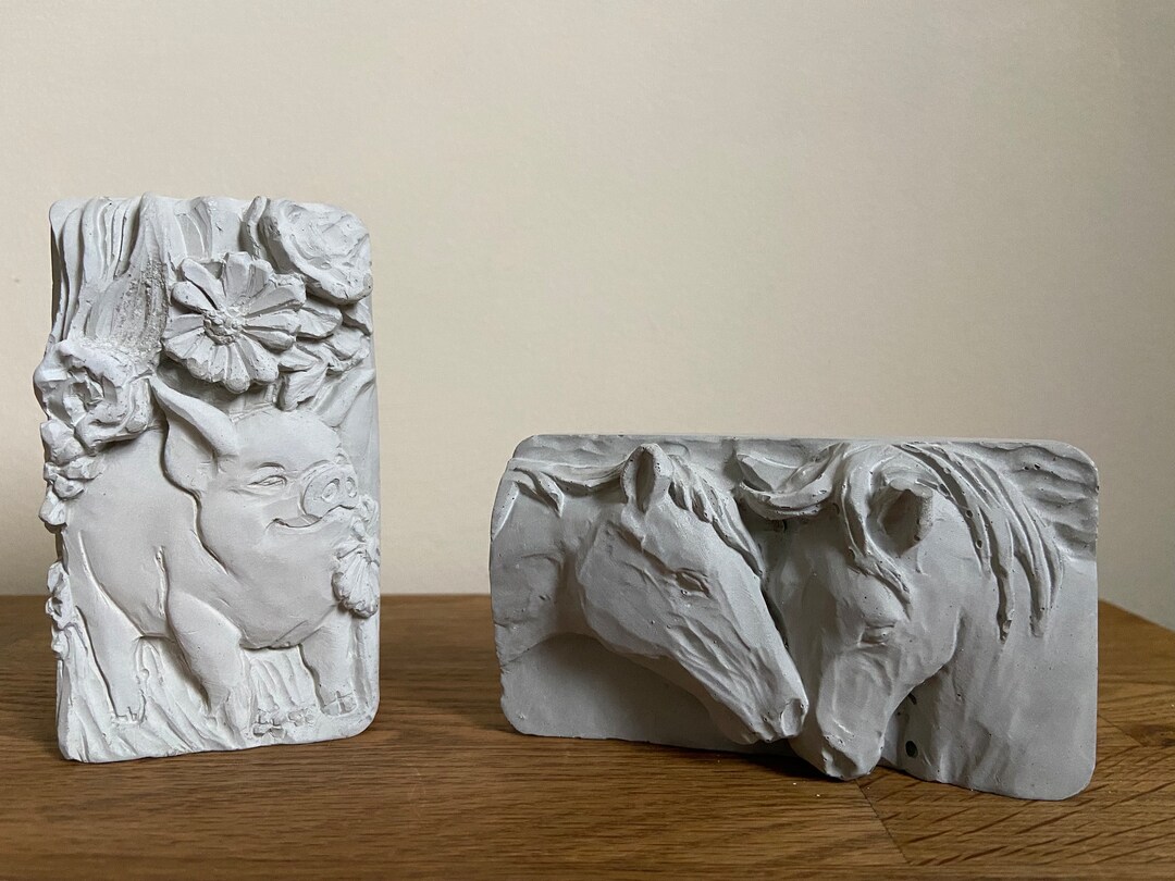 Concrete Farm Animal Bundle. Horses and Lucky Pig Home / - Etsy