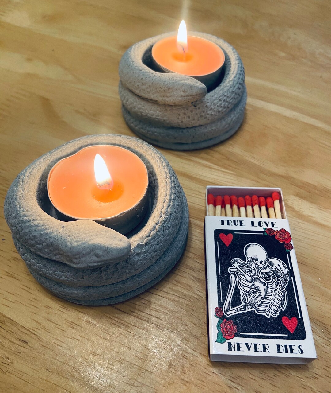 Concrete Snake Tea Light Candle Holders Set of of 2. Home Decor - Etsy