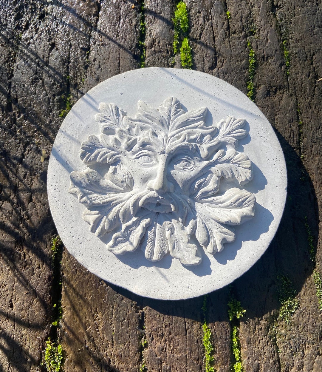Concrete Greenman Disc. Garden / Home Decor - Etsy