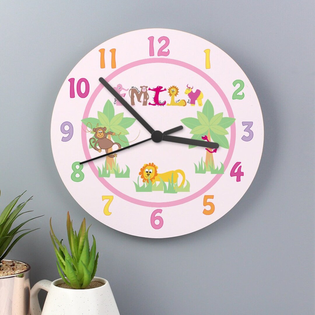Personalised Pink Animal Alphabet Clock Gifts for Girls - Etsy