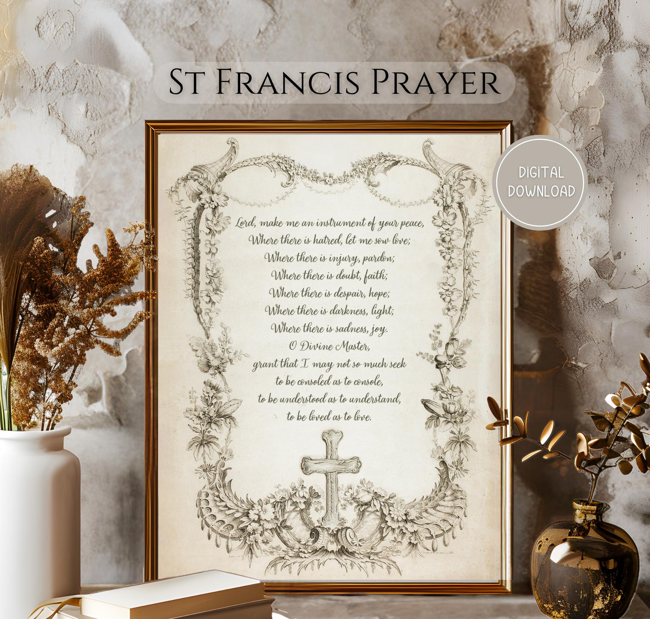 Prayer of St Francis in Calligraphy, St Francis Prayer, Prayer Wallart ...