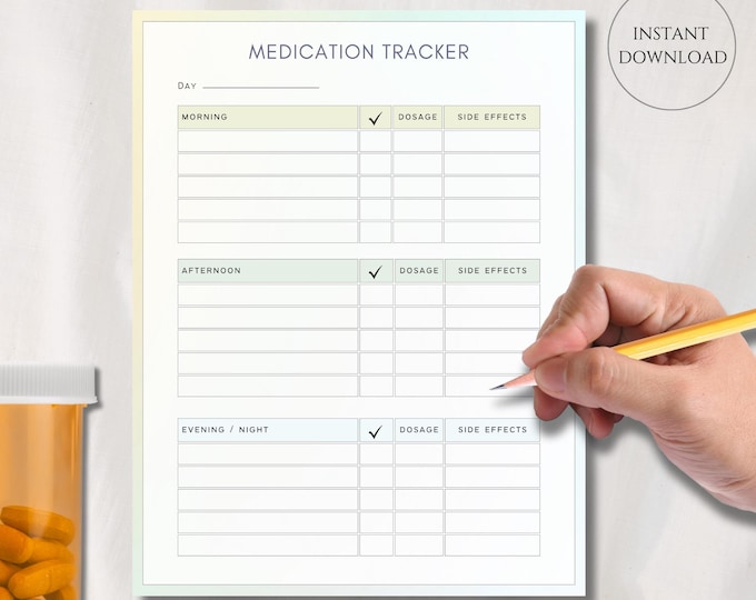 Printable Medication Tracker: Daily Medication Log (instant Download ...