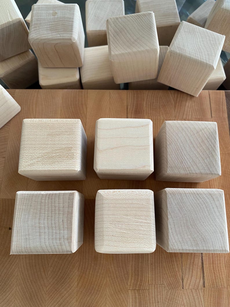 Handcrafted Maple Wood Blocks: Unstained Sanded DIY Hardwood Craft ...
