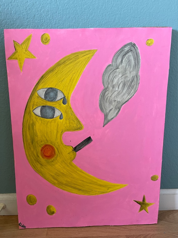 Sad Moon Drawing - Etsy