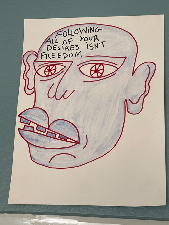 Trippy Face Drawing With Quote - Etsy